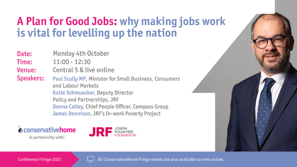 Today on the ConservativeHome conference fringe: Davis, Street, Houchen ...